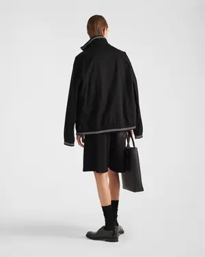 Prada Zip-up Coat With Enameled Triangle Logo