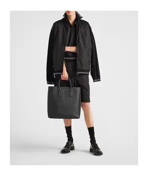 Prada Zip-up Coat With Enameled Triangle Logo