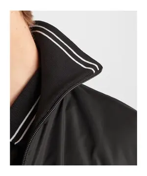 Prada Zip-up Coat With Enameled Triangle Logo