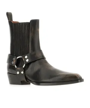 Paris Texas Helena Strap Detail Ankle Boots - Black
