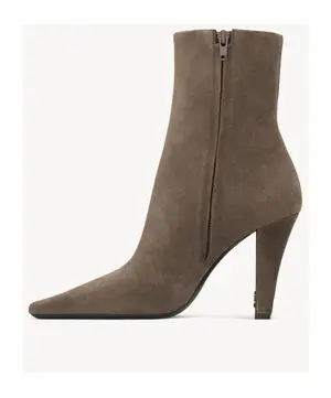 Saint Laurent Jill Pointed Toe Ankle Boots - Brown
