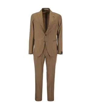 Tagliatore Single Breasted Pinstripe Two-piece Suit - Brown