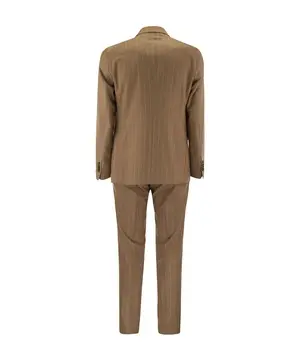 Tagliatore Single Breasted Pinstripe Two-piece Suit - Brown
