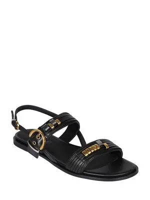 Pinko Buckle Fastened Flat Sandals With Gold Hardware