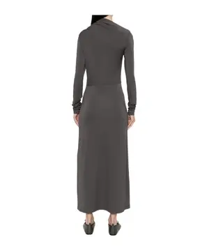 TOTEME Asymmetrical Neckline Long Sleeve Draped Dress