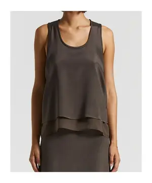 Peserico Sleeveless U-neck Crepe Top