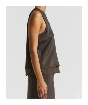 Peserico Sleeveless U-neck Crepe Top