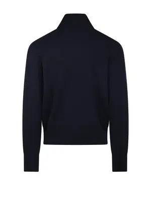 AMI Paris High-neck Embroidered Sweater - Navy Blue