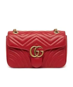 Gucci Gg Marmont Small Matelassé Shoulder Bag - Red
