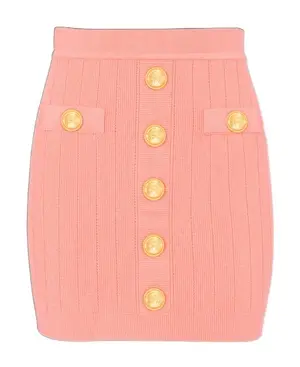 Balmain High-waisted Button Embellished Knitted Skirt - Pink