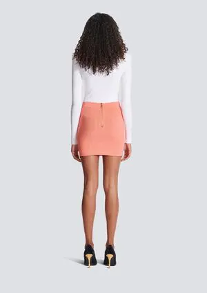 Balmain High-waisted Button Embellished Knitted Skirt - Pink