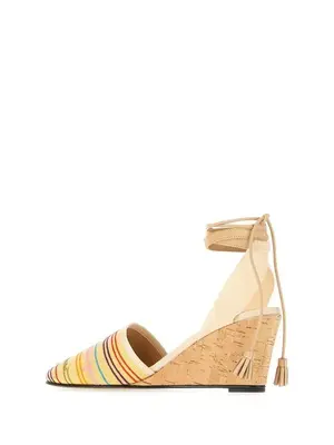 Valentino Garavani Striped Espadrille Wedge Sandals With Logo Detailing