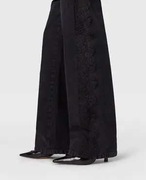 Stella McCartney High Rise Straight Leg Jeans With Lace Panels