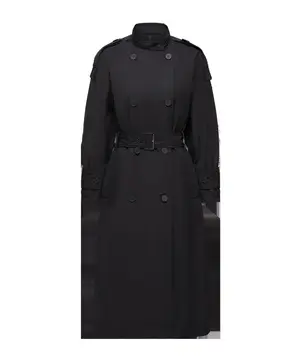 Moncler Long-sleeved Belted Windbreaker With Notched Lapels - Black