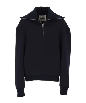 JIL SANDER Half-zip Funnel Neck Sweater - Black