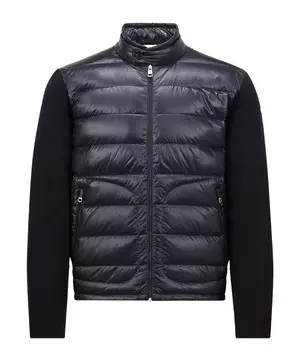 Moncler Quilted Front Zip Cardigan With Long Sleeves - Blue