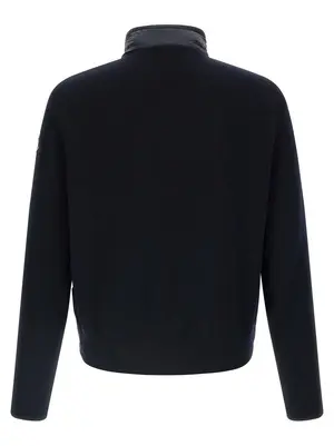 Moncler Quilted Front Zip Cardigan With Long Sleeves - Blue