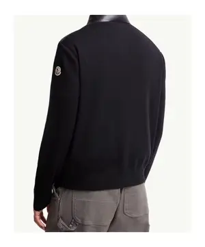 Moncler Quilted Front Zip Cardigan With Long Sleeves - Blue