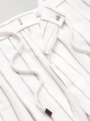 Brunello Cucinelli Striped Drawstring Cotton Trousers