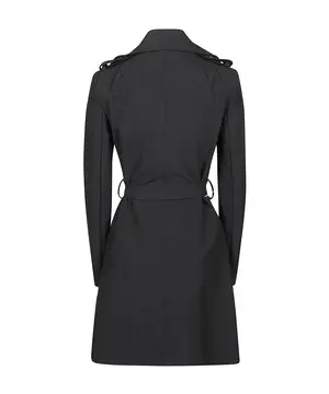 Patrizia Pepe Double-breasted Coat With Lapel And Waistband Trim - Black