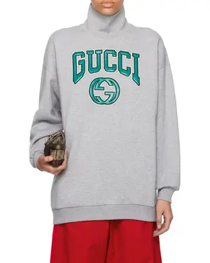 Gucci Logo Patch Turtleneck Sweatshirt