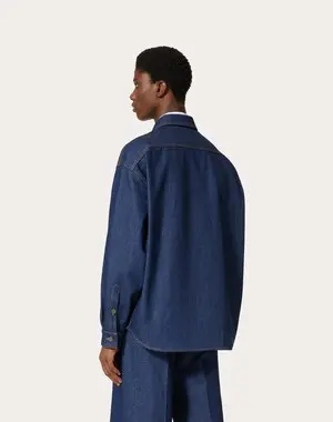 Valentino Garavani Logo Patch Long-sleeved Denim Shirt