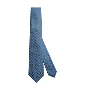 Gucci Gg Jacquard Silk Neck Tie - Blue