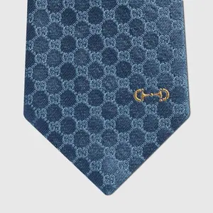 Gucci Gg Jacquard Silk Neck Tie - Blue