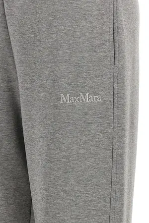 Max Mara Logo Embroidered Straight Leg Pants - Mid Grey