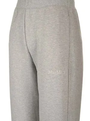 Max Mara Logo Embroidered Straight Leg Pants - Mid Grey