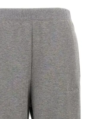 Max Mara Logo Embroidered Straight Leg Pants - Mid Grey