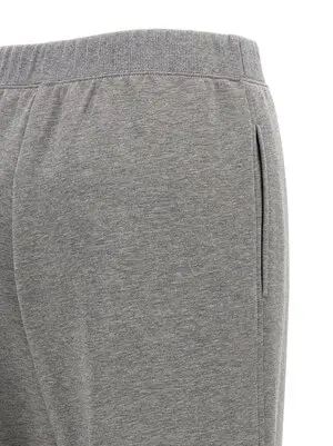 Max Mara Logo Embroidered Straight Leg Pants - Mid Grey