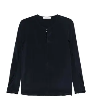 Max Mara Round Neck Long-sleeved Top With Button-down Front