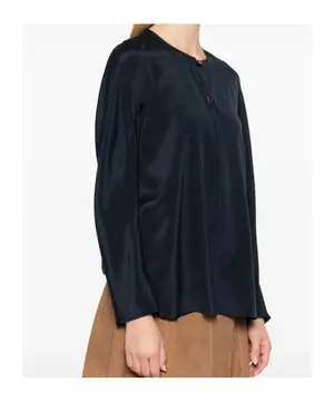 Max Mara Round Neck Long-sleeved Top With Button-down Front