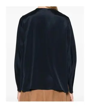 Max Mara Round Neck Long-sleeved Top With Button-down Front