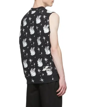 We11Done Sleeveless Graphic Print Top - Black