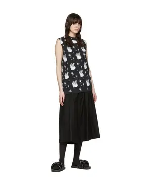 We11Done Sleeveless Graphic Print Top - Black