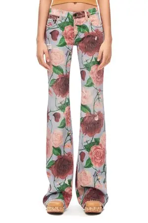 Loewe Rose Patterned Jeans