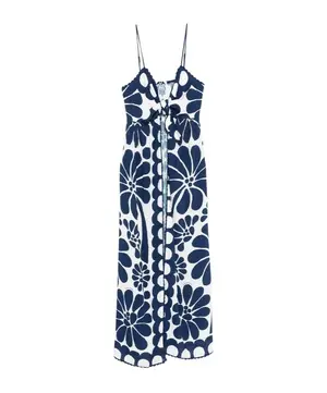 Farm Rio Floral Tie Front Maxi Dress - Blue