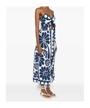 Farm Rio Floral Tie Front Maxi Dress - Blue