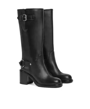 Gucci Leather Mid-heel Boots With Silver-toned Hardware