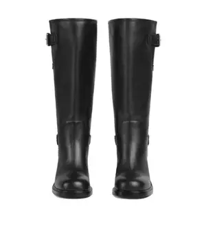 Gucci Leather Mid-heel Boots With Silver-toned Hardware