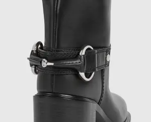 Gucci Leather Mid-heel Boots With Silver-toned Hardware