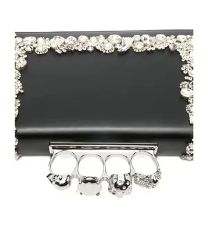 Alexander McQueen Embellished Knuckle Clutch Bag - Black
