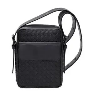 Bottega Veneta Woven Logo Shoulder Bag - Black