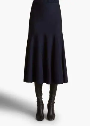 Khaite Mayu Fitted Midi Skirt - Black