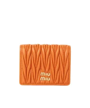Miu Miu Matelassé Logo Wallet - Orange
