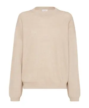 Brunello Cucinelli Crewneck Drop-shoulder Jumper - Cool Beige