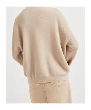 Brunello Cucinelli Crewneck Drop-shoulder Jumper - Cool Beige