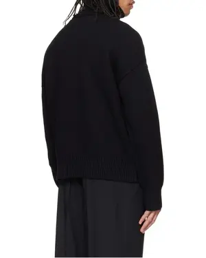 Ami Logo Turtle-neck Sweater - Black